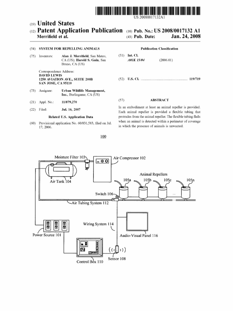 Animal Repelling System Patent US20080017132 | PDF | Prior Art | Power ...