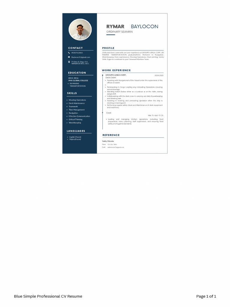 Blue Simple Professional CV Resume - 20250425 - 195000 - 0000 | PDF