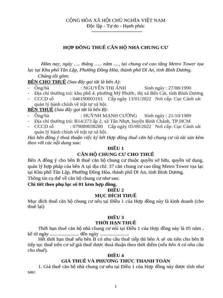 HD Thue Chung Cu Metr0 | PDF