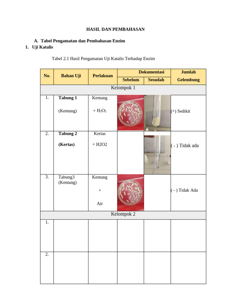 Tabel Enzim BIOKIM Kelompok | PDF