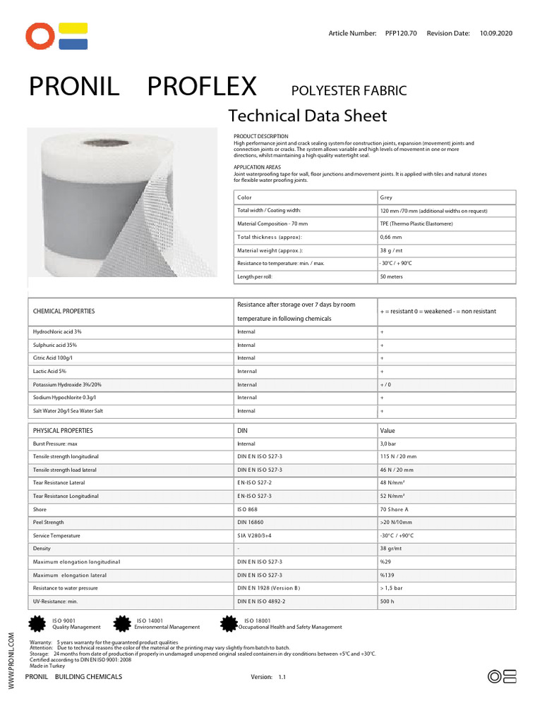 TDS - Proflex Polyster | PDF | Materials | Secondary Sector Of The Economy