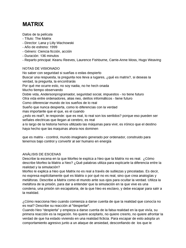 Análisis Filosófico de The Matrix | PDF | René Descartes | Metafísica