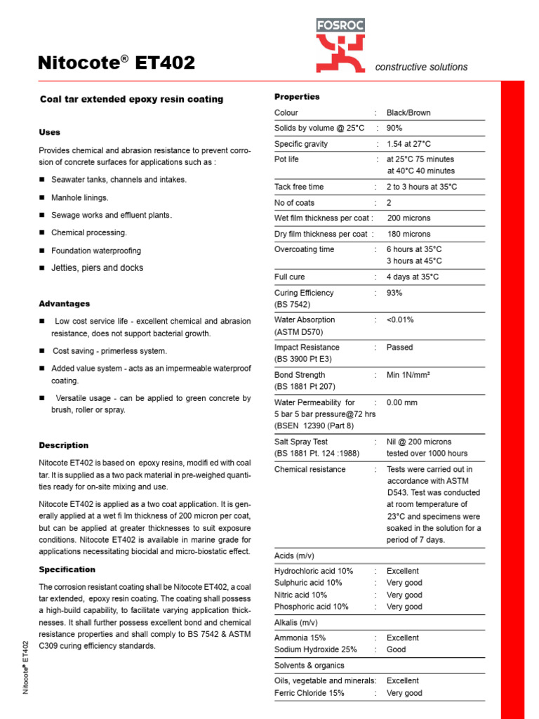 Nitocote ET402: Epoxy Coating Guide | PDF | Physical Sciences | Materials