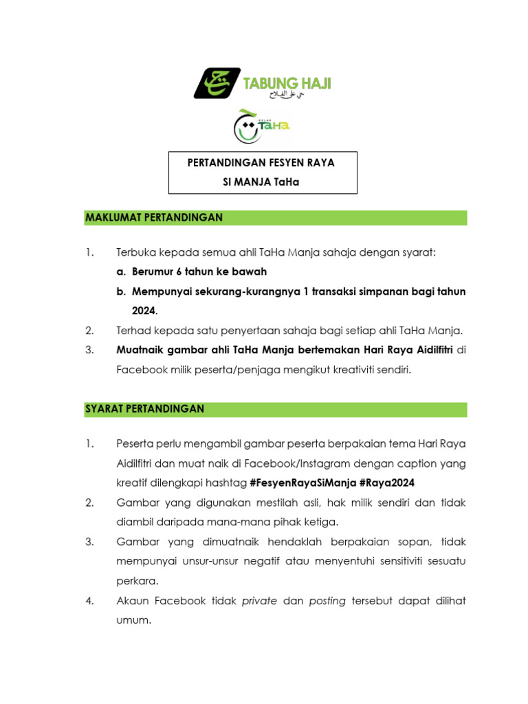 Pertandingan Fesyen Raya | PDF