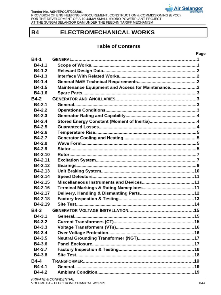 B4 - Electromechanical Works | PDF | Electric Generator | Electrical Equipment