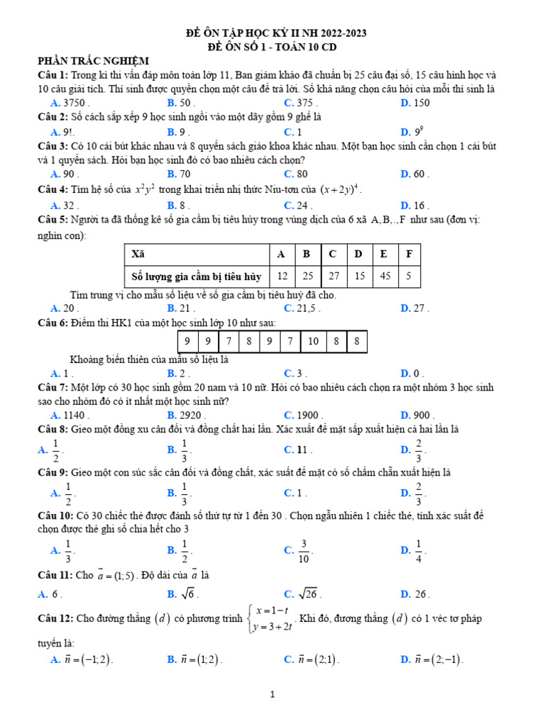 De On Thi Cuoi Ky 2 CD | PDF