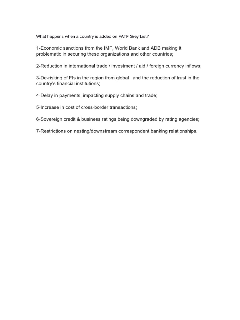 FATF Grey List Consequences | PDF