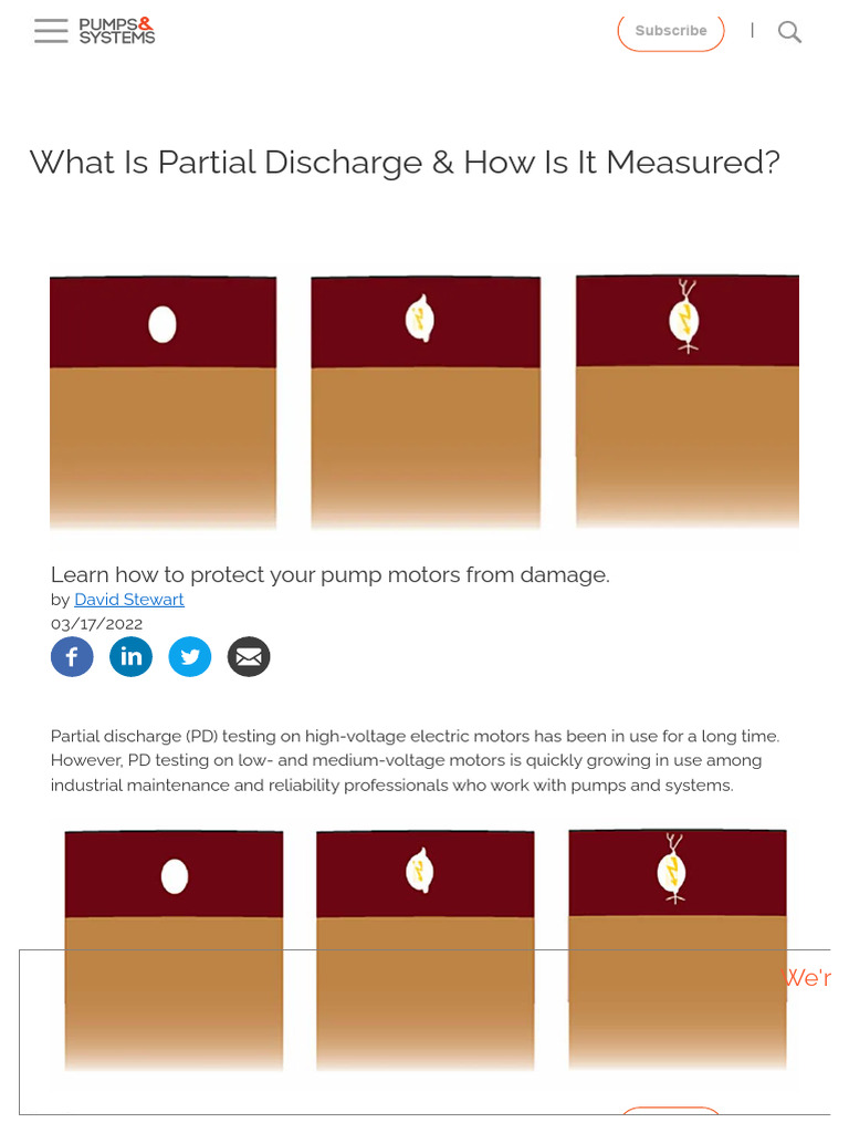 What Is Partial Discharge & How Is It Measured - Pumps & Systems | PDF ...
