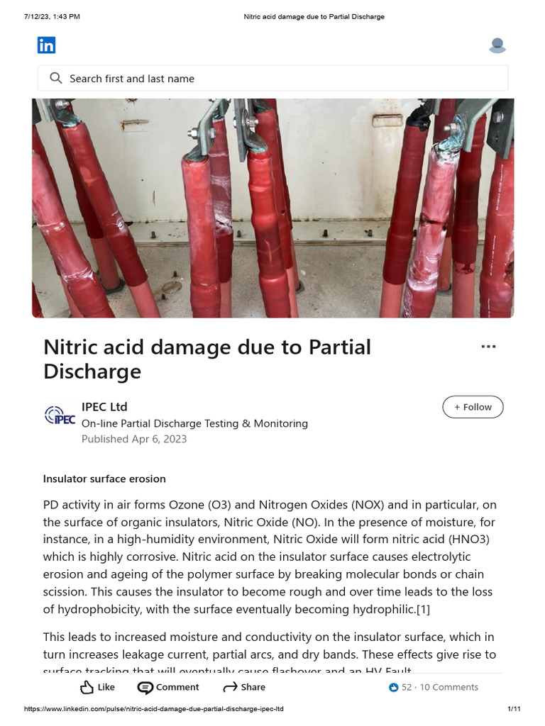 Nitric Acid Damage from Partial Discharge | PDF | Insulator ...