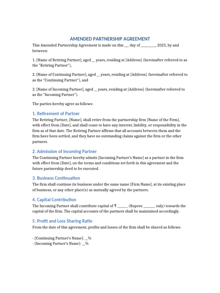 Amended_Partnership_Agreement_2025 | PDF | Partnership | Business Economics
