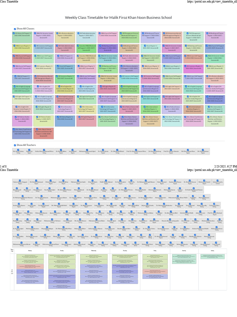 Class Timetable 24-02-2025 | PDF