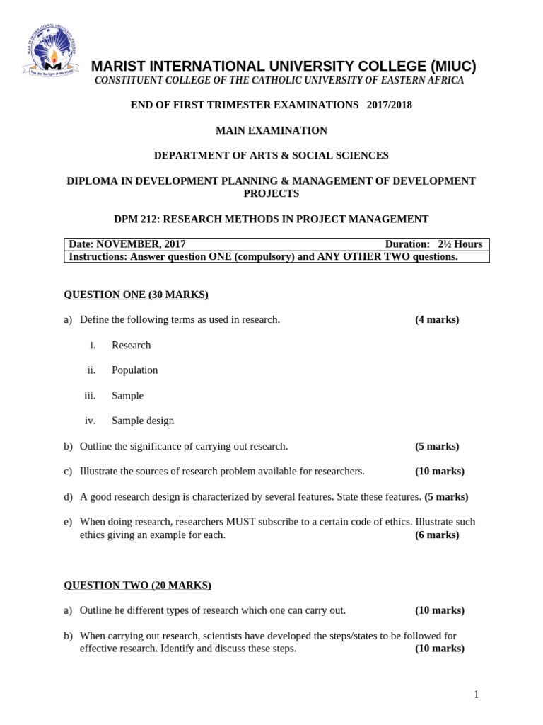 Research Methods in Project Management Exam | PDF | Sampling ...