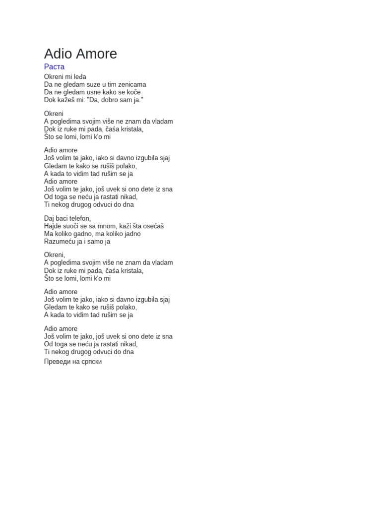 Adio Amore | PDF