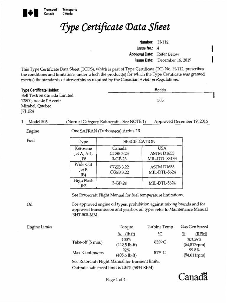 Tcca Tcds H-112 Issue 4 | PDF