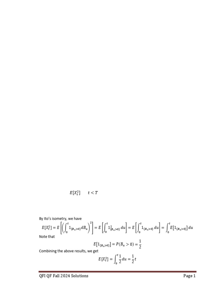 Fall 2024 Qfiqf Solutions | PDF | Probability | Calculus