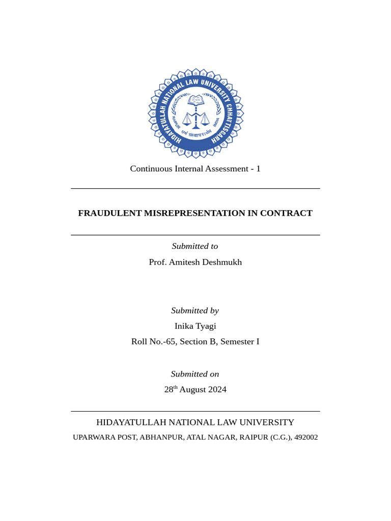 Understanding Fraudulent Misrepresentation | PDF | Misrepresentation ...
