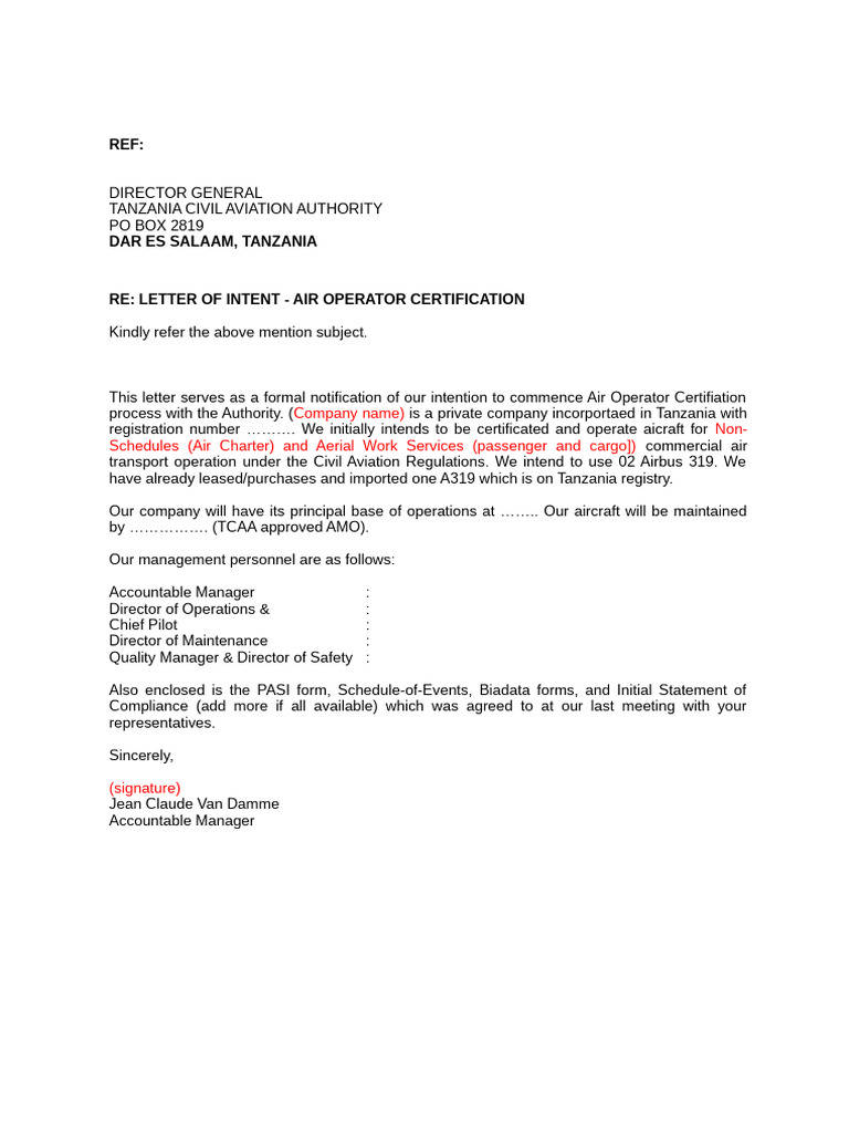 Pre Application Letter Aoc | PDF