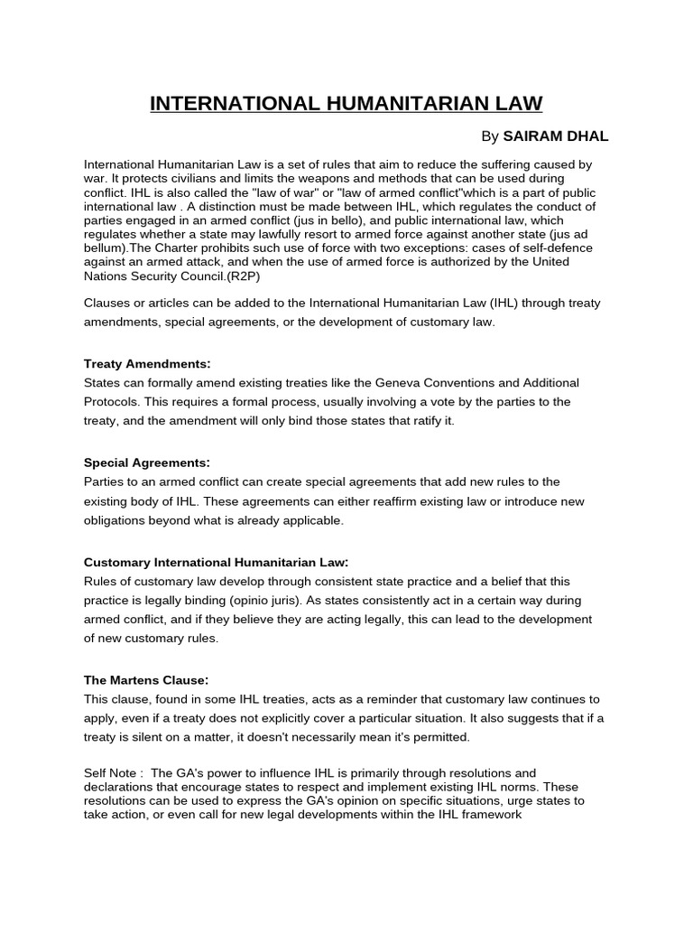 International Humanitarian Law: Sairam Dhal | PDF | International Humanitarian Law | Geneva ...