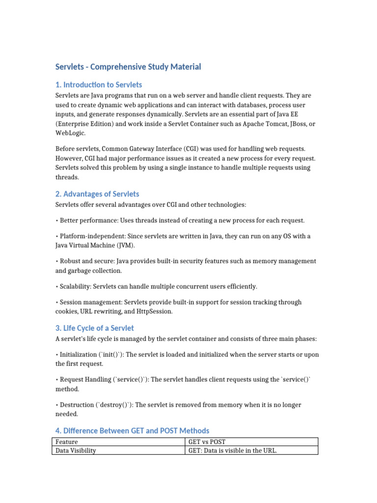 Servlets Complete Study Material | PDF | Java (Programming Language) | Web Server