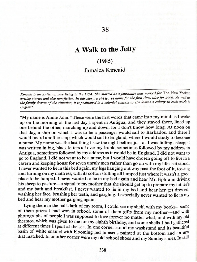 A Walk To The Jetty by Jamaica Kincaid | PDF