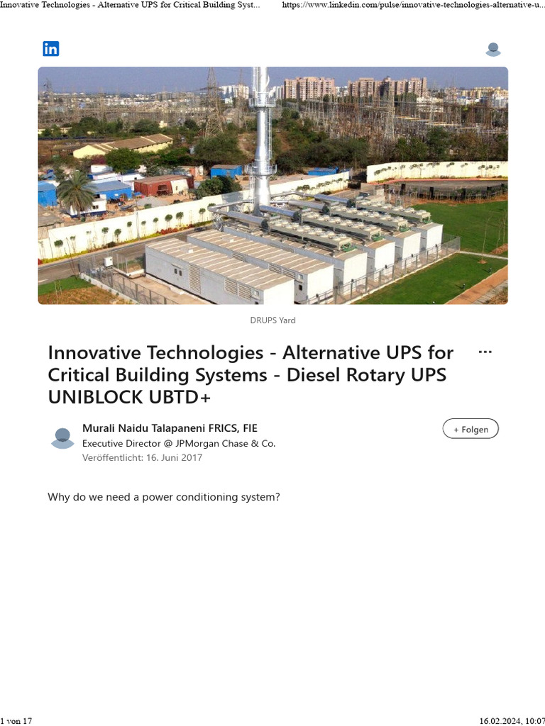 Alternative Ups For Critical Building Systems - Diesel Rotary Ups | PDF ...
