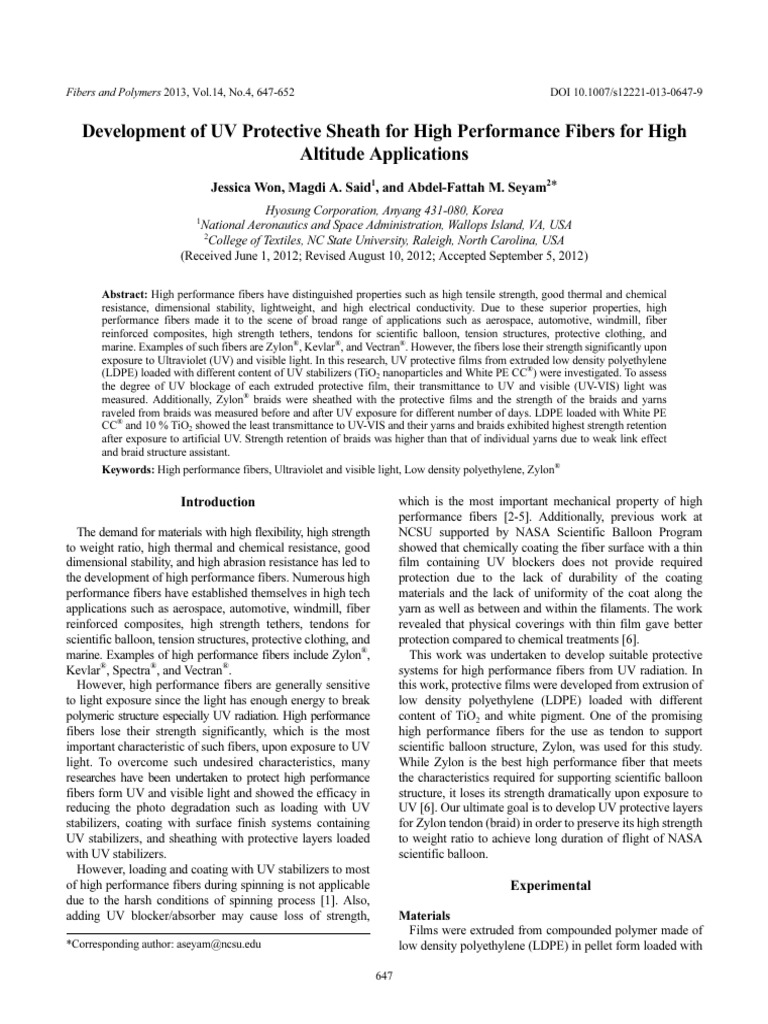 Journal Fipo 14-4 102215099 | PDF | Fibers | Ultraviolet