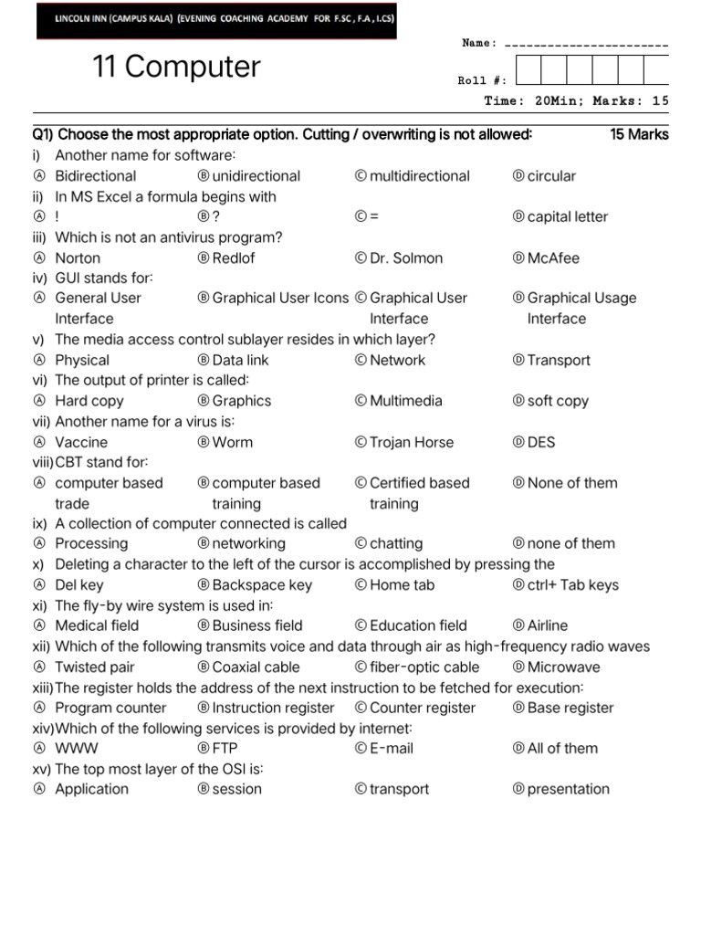 Computer Basics Quiz and Short Answers | PDF | Graphical User ...