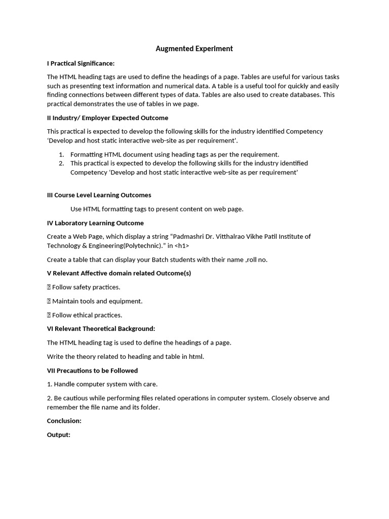 Augmented Experiment | PDF