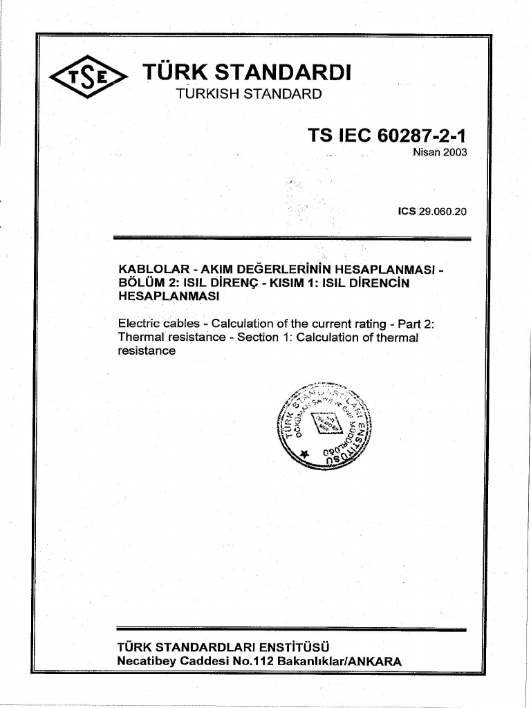 TS IEC 60287-2-1 NISAN 2003 | PDF