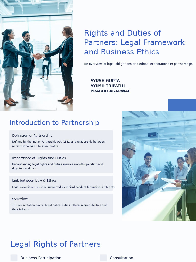 Rights and Duties of Partners Legal Framework and Business Ethics | PDF ...