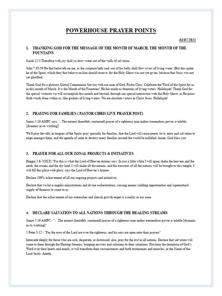 Powerhouse Prayer Points | PDF | Prayer | Salvation