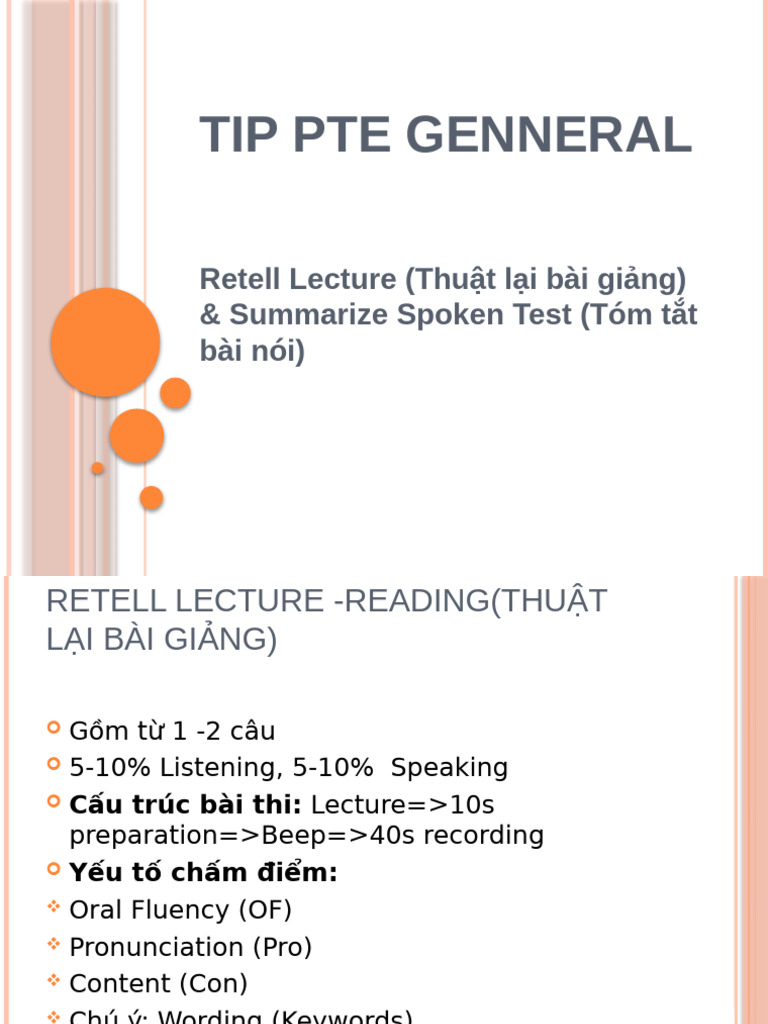 Retell Lecture & Summary Spoken Test | PDF