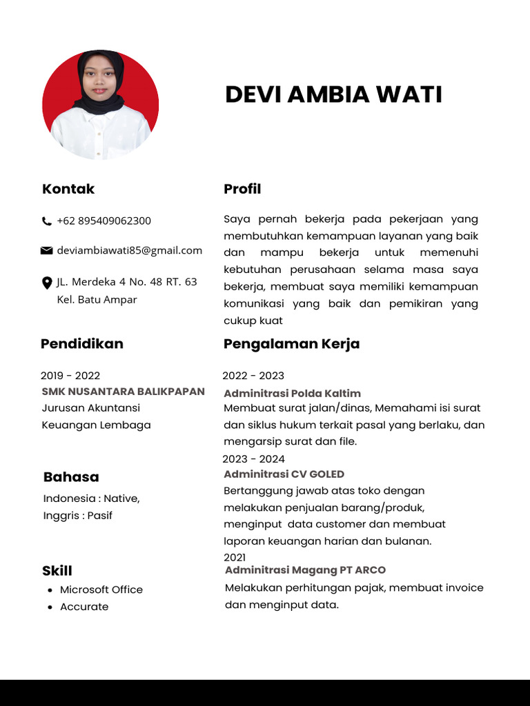 CV Devi Ambiawati | PDF