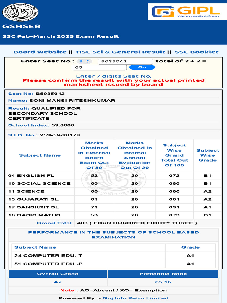 GS & HSEB SSC Feb-March 2025 Exam Results Powered by GIPL | PDF