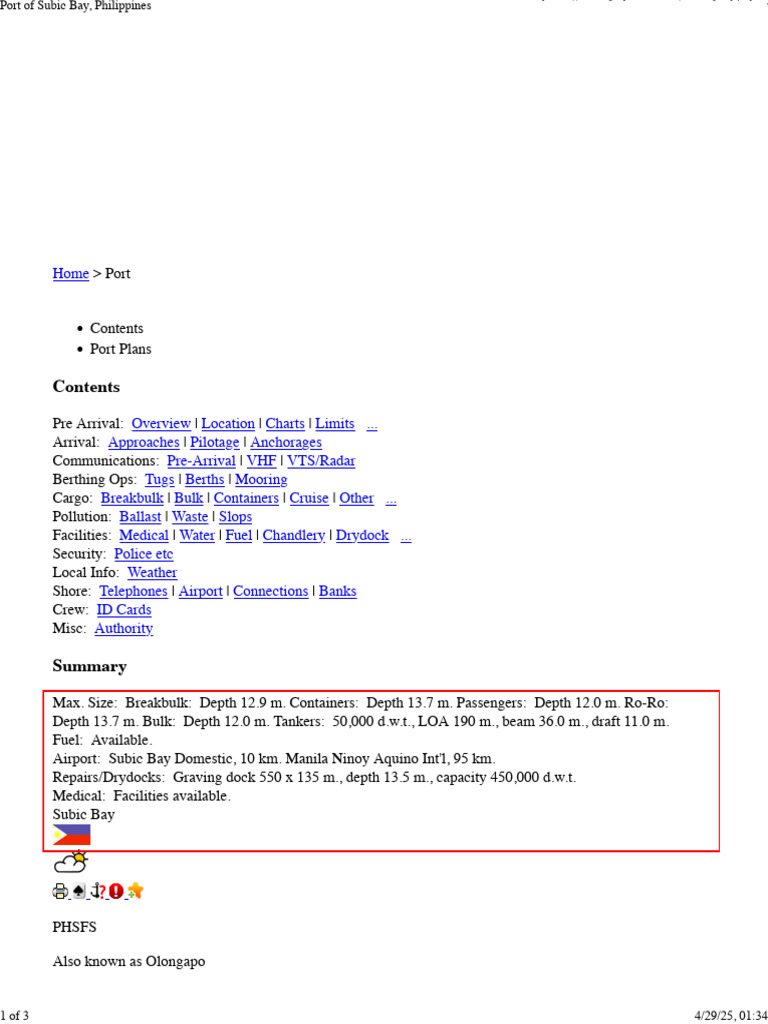 Port of Subic Bay, Philippines | PDF | Port | Ships