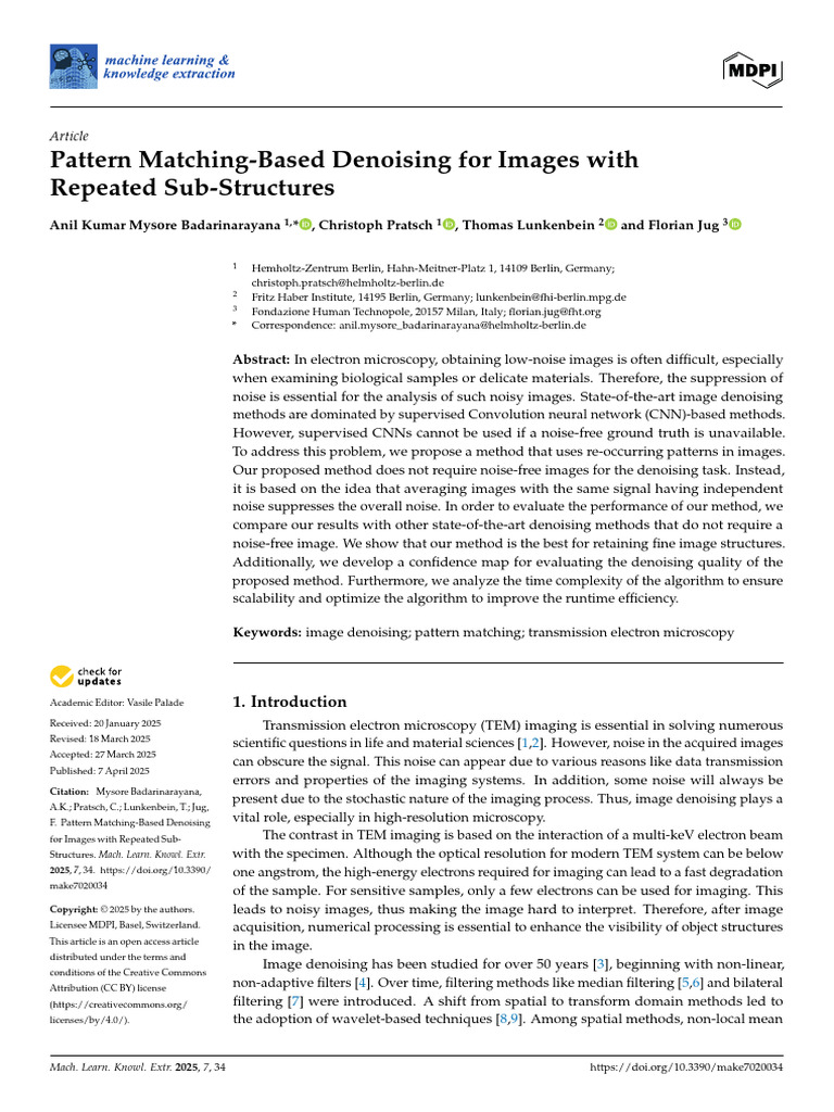 Pattern Matching-Based Denoising for Images with Repeated Sub-Structures | PDF | Cluster ...