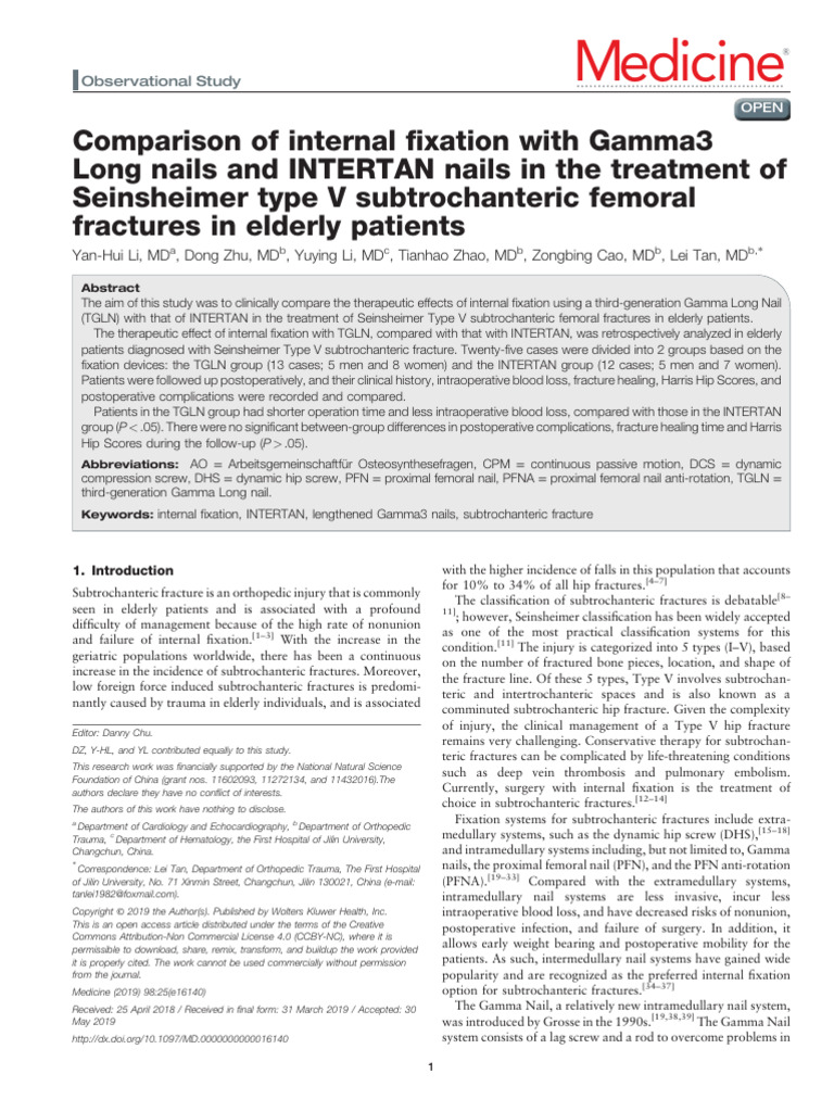Gamma3 vs INTERTAN for Hip Fractures | PDF | Medical Specialties | Medicine
