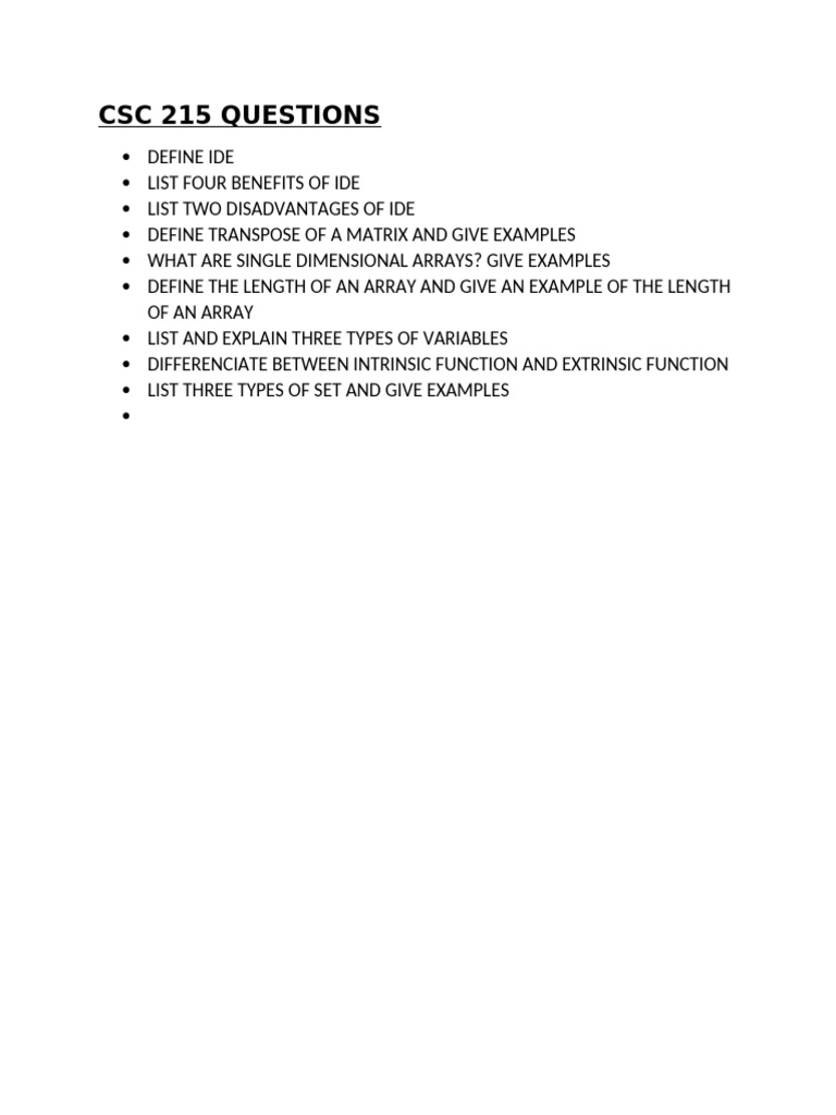 CSC 215 Questions | PDF