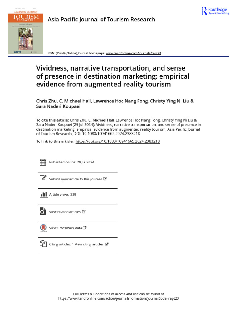 Narrative Transportation in AR Tourism Marketing | PDF | Tourism ...