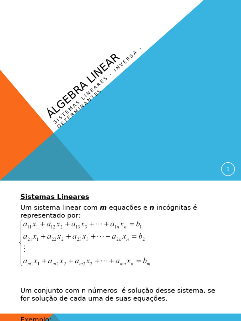 Lgebra Linear Sistemas Lineares Inversas Deter | PDF | Matriz (Matemática) | Determinante