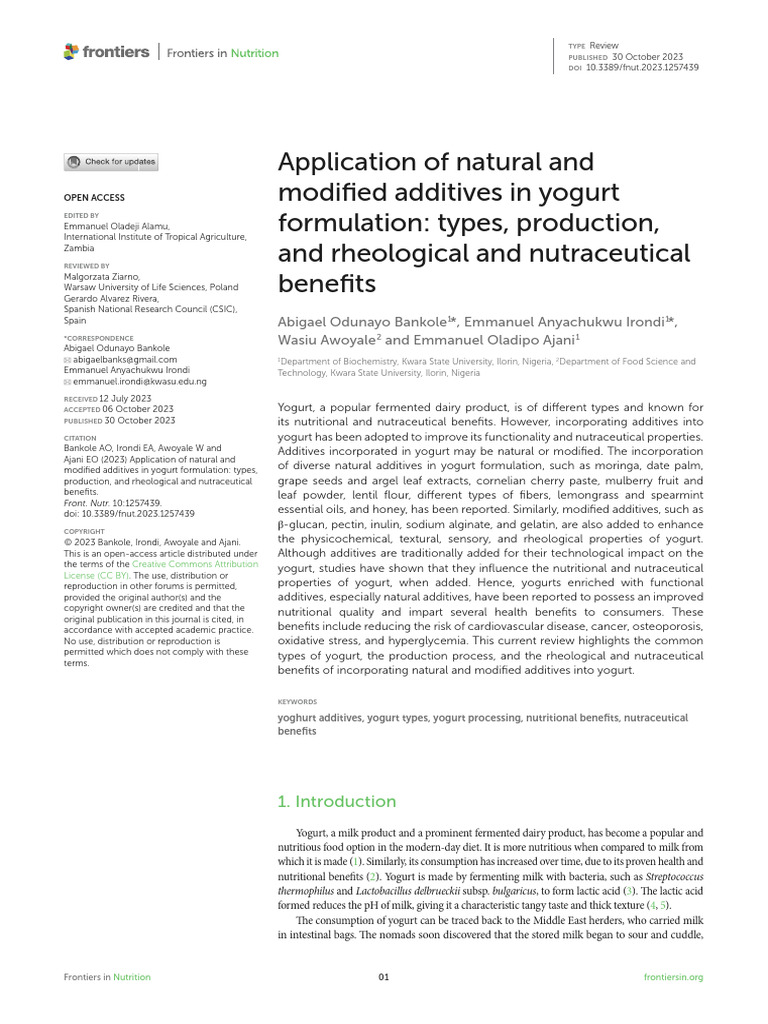 Additives Enhancing Yogurt Benefits | PDF | Yogurt | Milk
