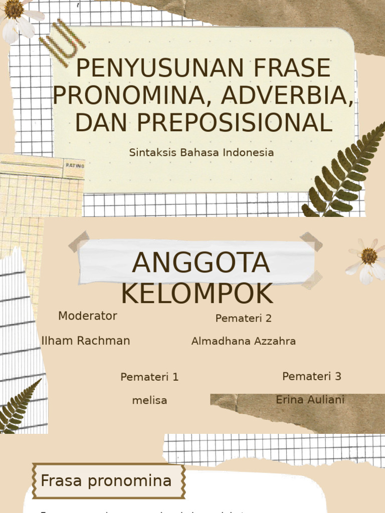 s4. Penyusunan Frasa, Pronomina Adverbia Dan Proposioanl | PDF