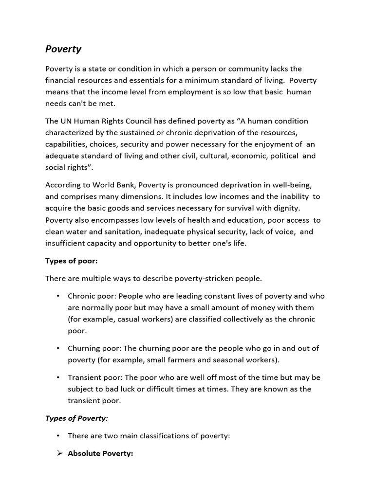 Understanding Poverty: Types and Causes | PDF | Unemployment | Gini ...