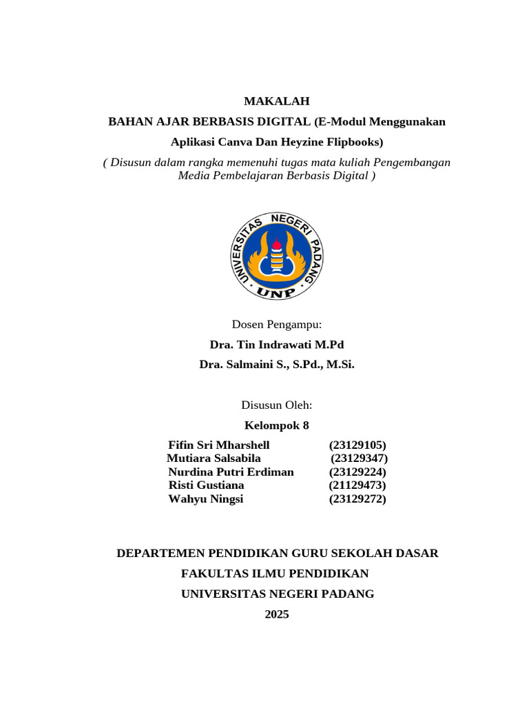 Makalah Kelompok 8 BAHAN AJAR BERBASIS DIGITAL (E-Modul Menggunakan ...