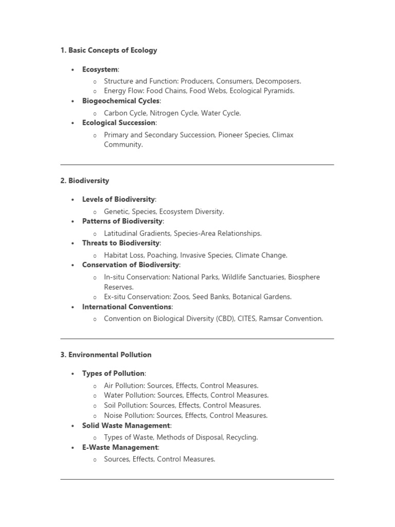 Environment and Ecology Study Guide | PDF | Climate Change | Biodiversity