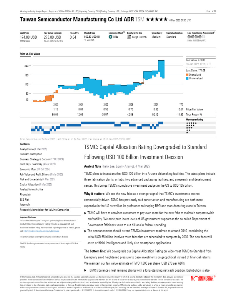 Taiwan Semiconductor Manufacturing Co LTD ADR | PDF | Semiconductor Device Fabrication