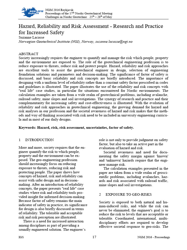 Lacasse - 2016 - Hazard, Reliability and Risk Assessment - Research and Practice For Increased ...