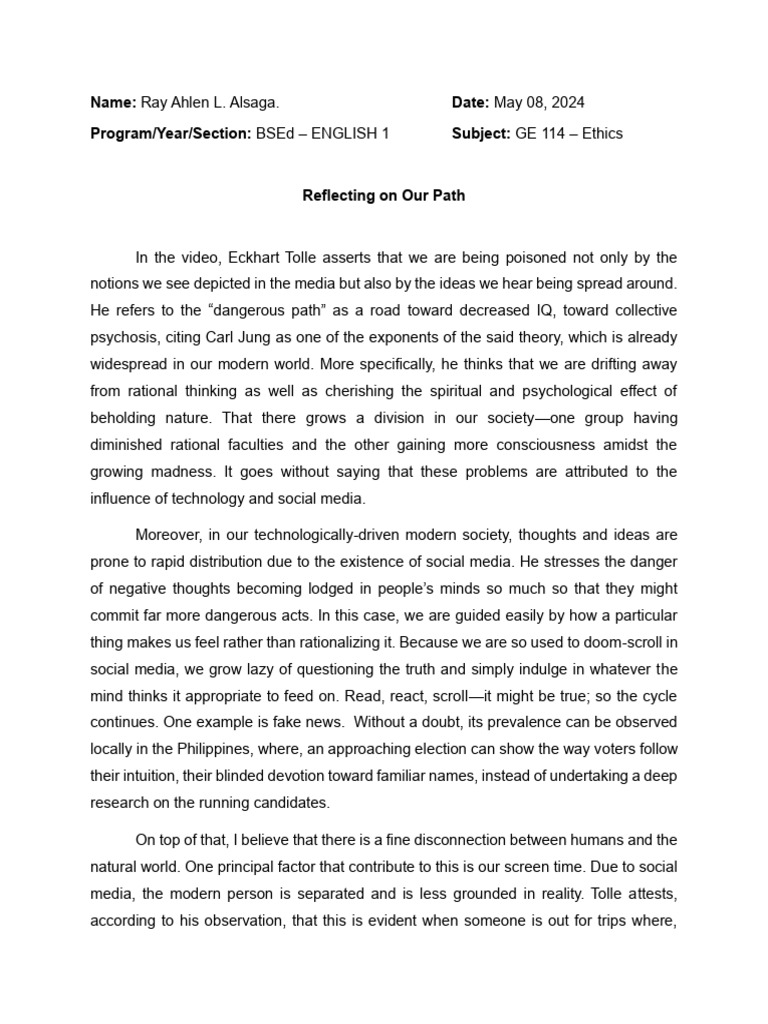 Reflecting On Our Path | PDF | Thought | Mind