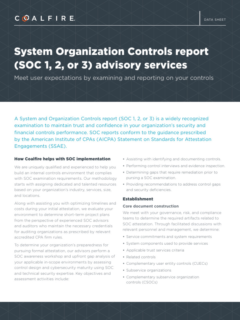 Datasheets System Organization Controls Report | PDF | Audit | Business