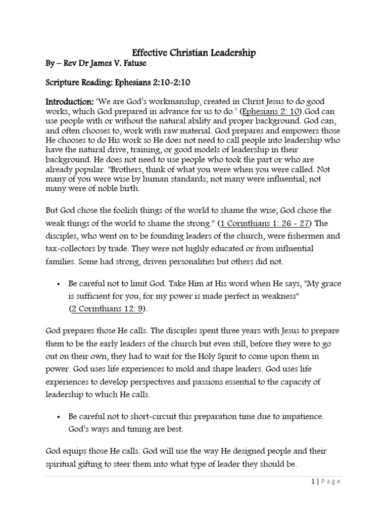 Effective Christian Leadership Principles | PDF | Jesus | Disciple ...